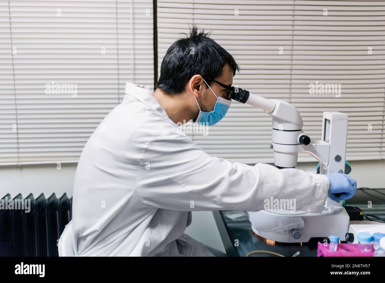 Male Scientist Using Microscopy in Laboratory Stock Photo - Alamy