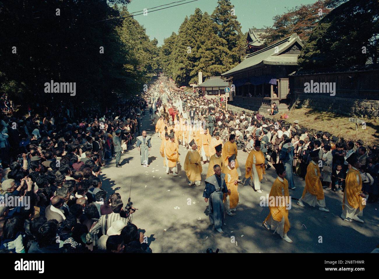 Participants in the Thousand-Man Parade are seen in Nikko, 91 miles ...