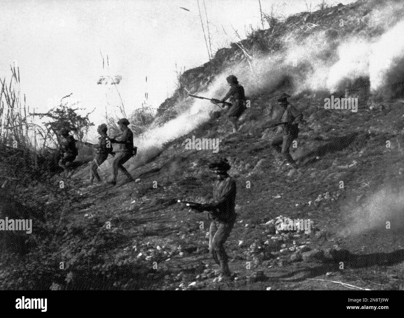 Indian infantrymen assaulting Pakistani positions in the Rajasthan ...