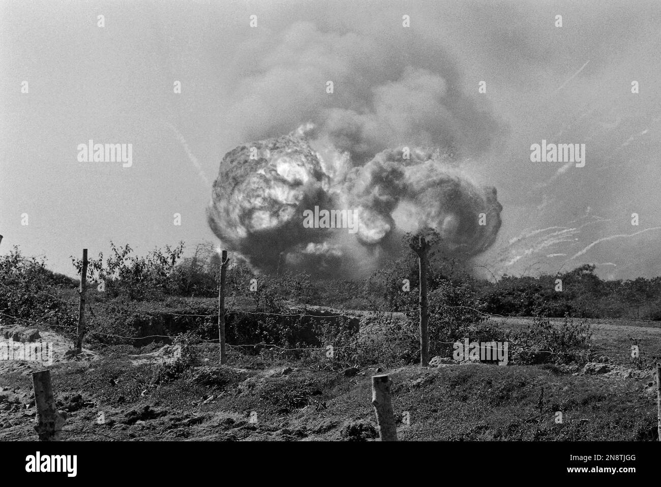A mushroom of fire and black smoke lifts from explosion at huge ...