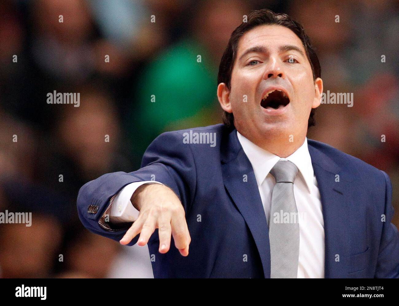 Xavier Pascual, the coach of the FC Barcelona Regal reacts during the ...
