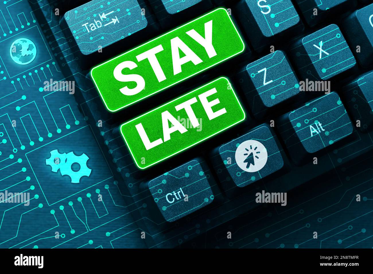 Handwriting text Stay Late. Business showcase A routine in which a ...