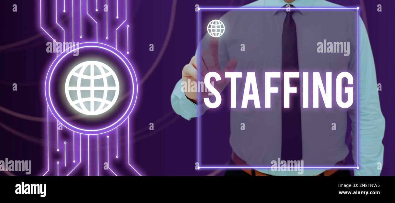 Handwriting text Staffing. Word Written on The percentage of workers ...