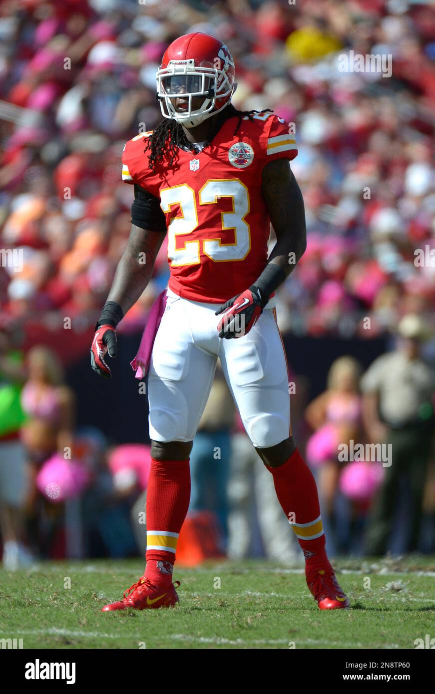 Kansas City Chiefs free safety Kendrick Lewis (23) waits for a play to ...