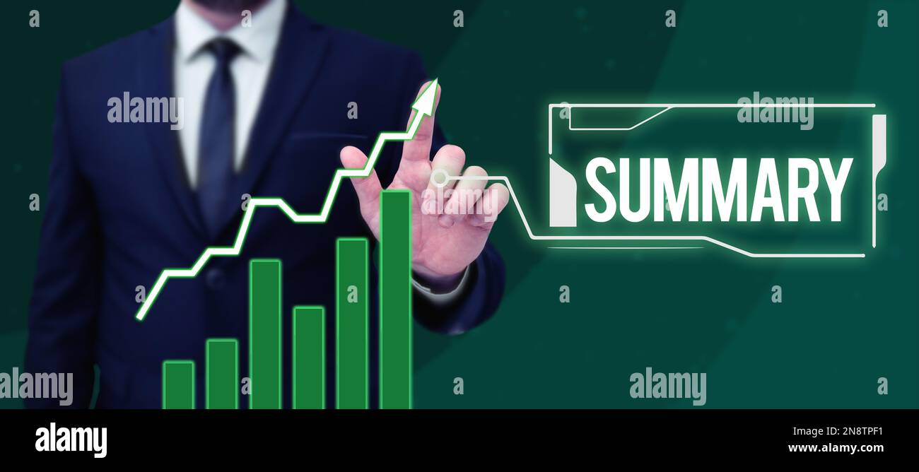 Conceptual display Summary. Conceptual photo Brief Statement Abstract ...