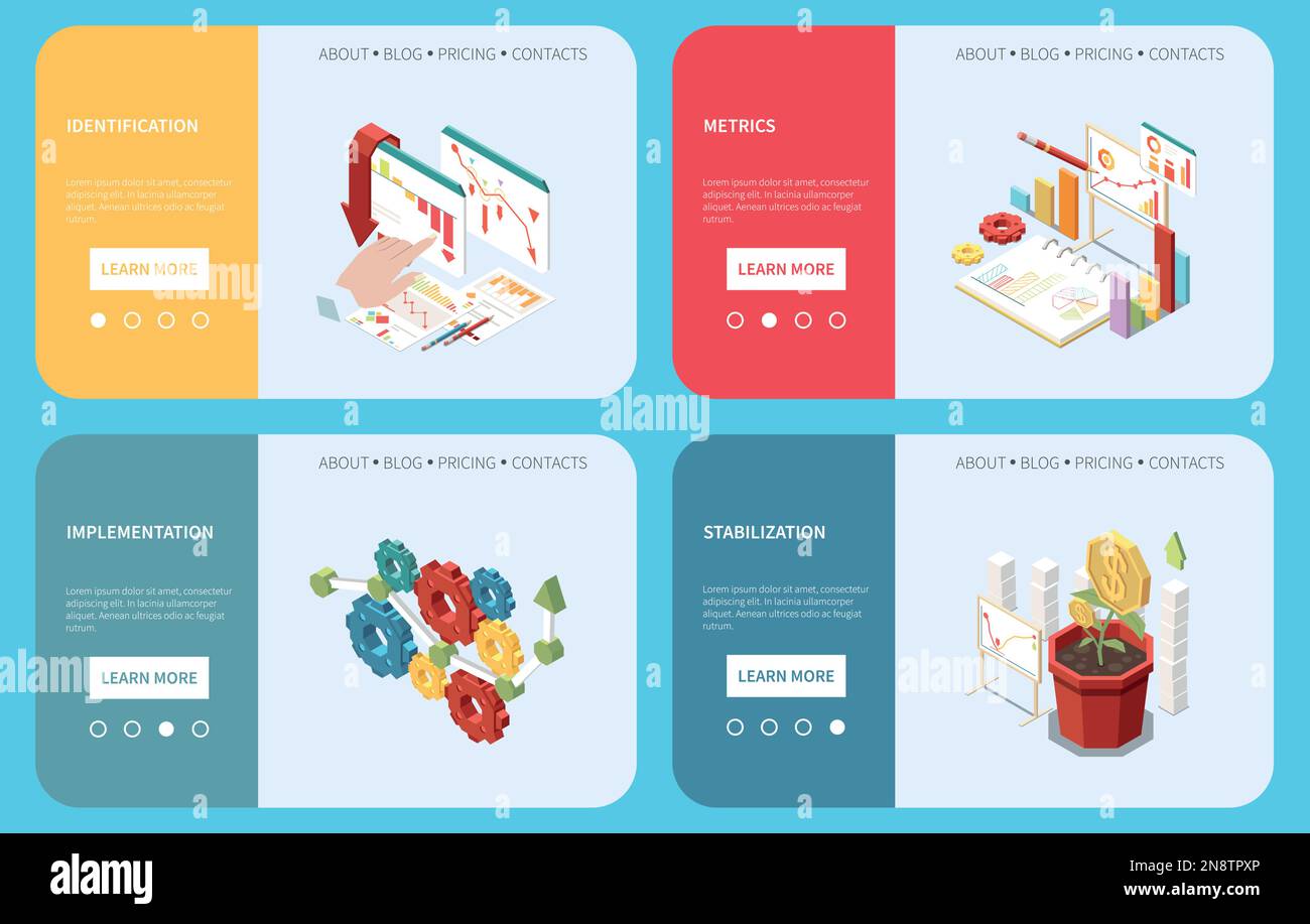 Crisis management isometric banner set with business strategy and measures isolated vector ...