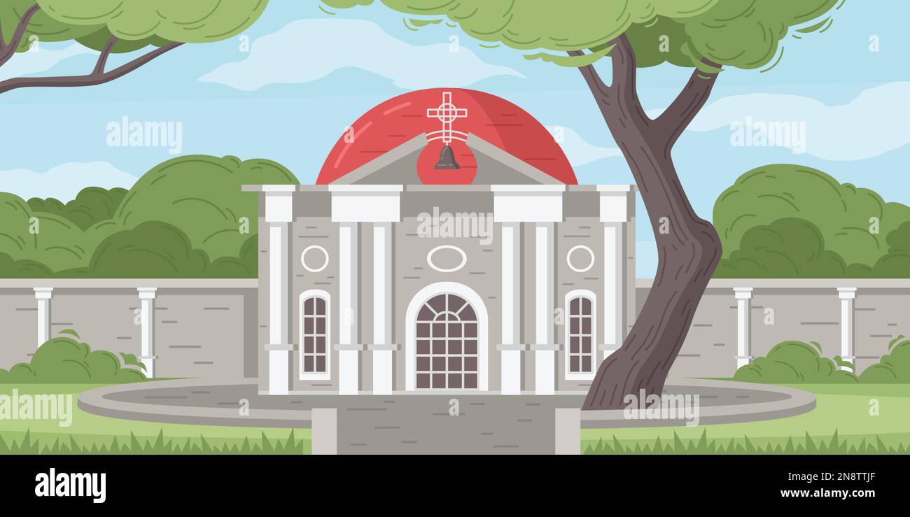 Philippines travel cartoon poster with Manila cathedral in forest ...