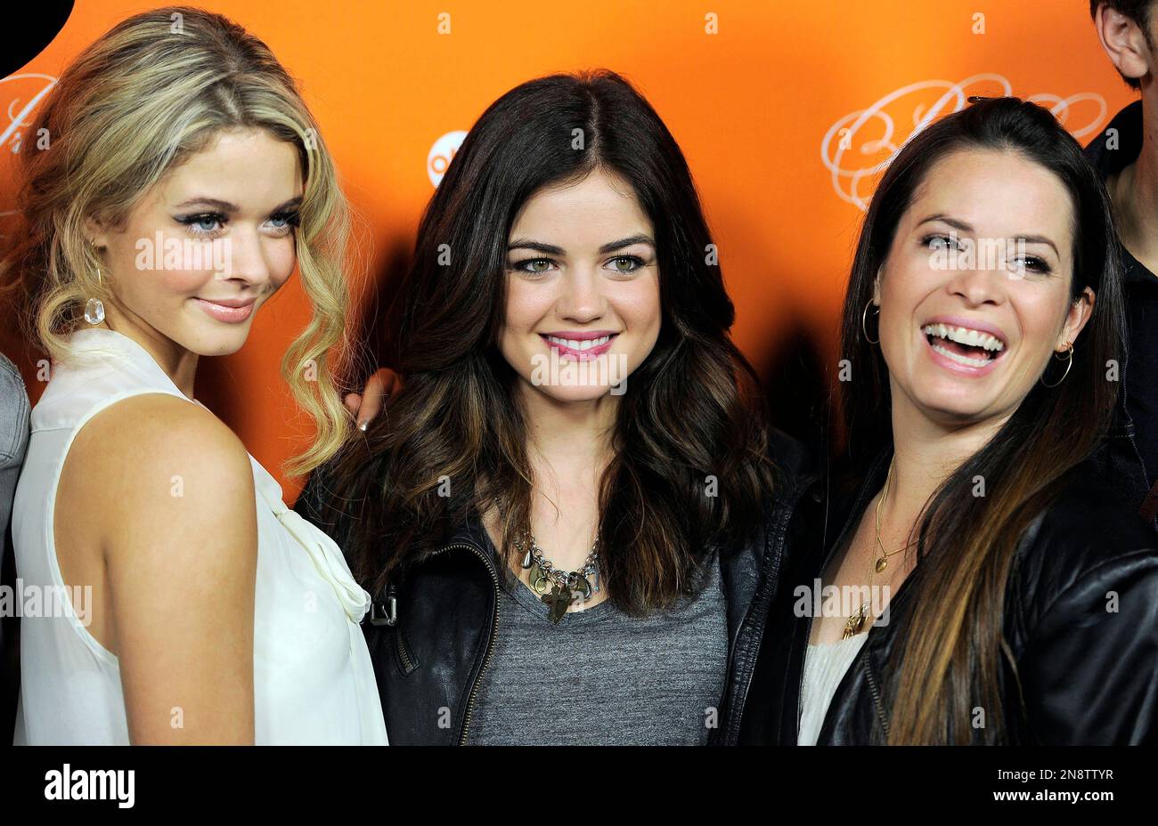 Sasha Pieterse, left, Lucy Hale, center, and Holly Marie Combs, cast ...