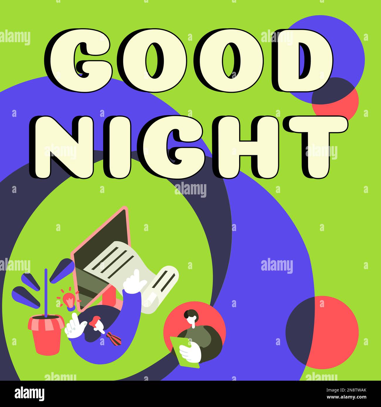 Hand writing sign Good Night. Business concept expressing good wishes ...