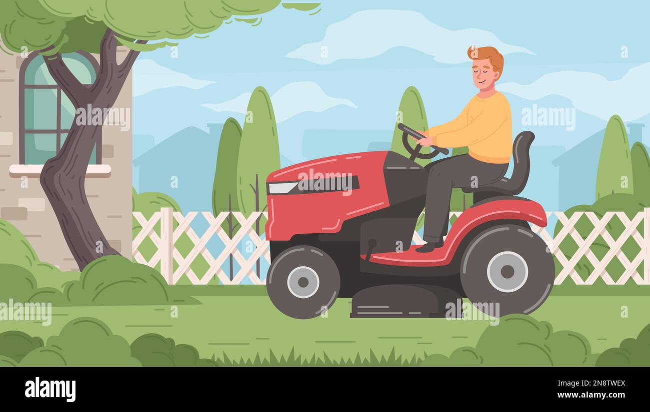 Mower cartoon hi-res stock photography and images - Alamy