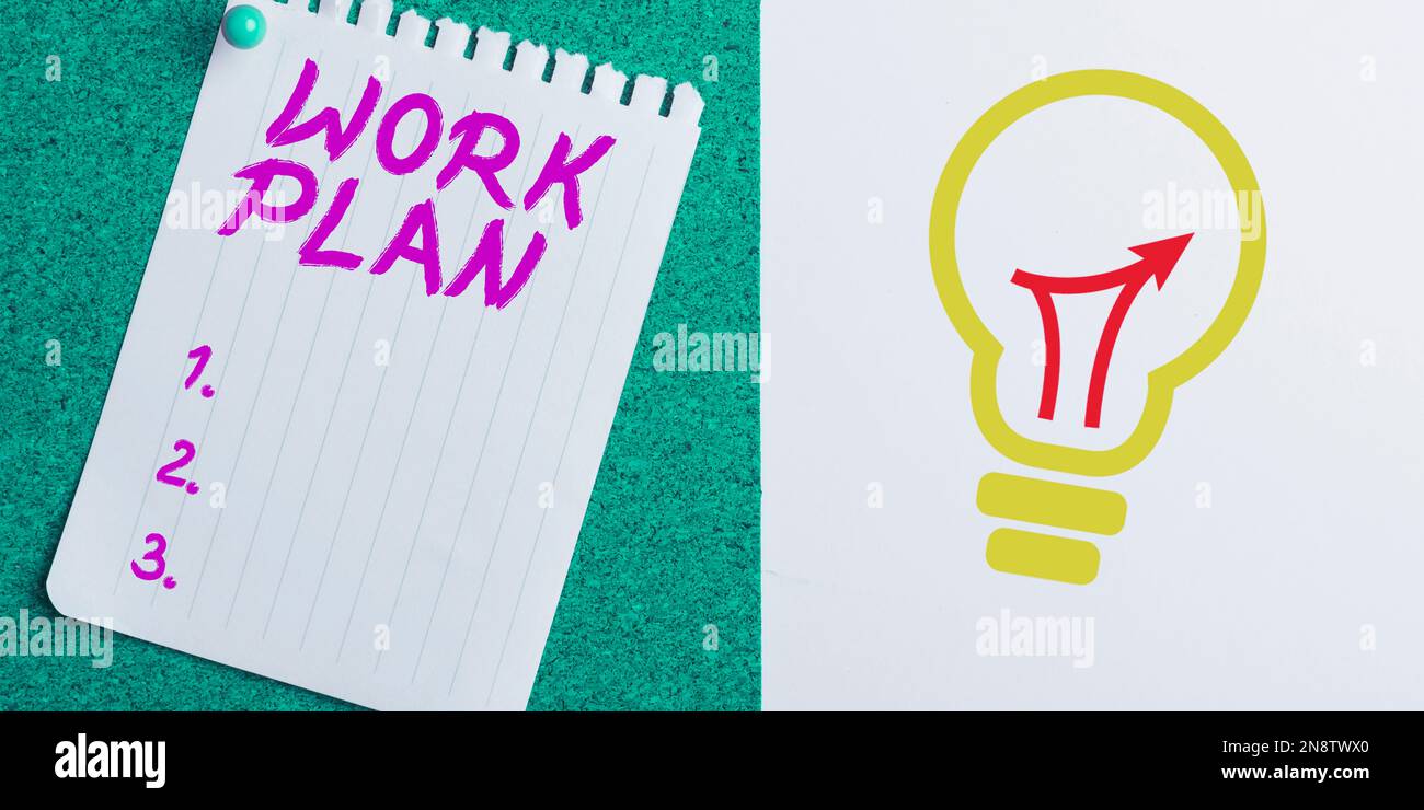 Inspiration showing sign Work Plan. Internet Concept project to be ...