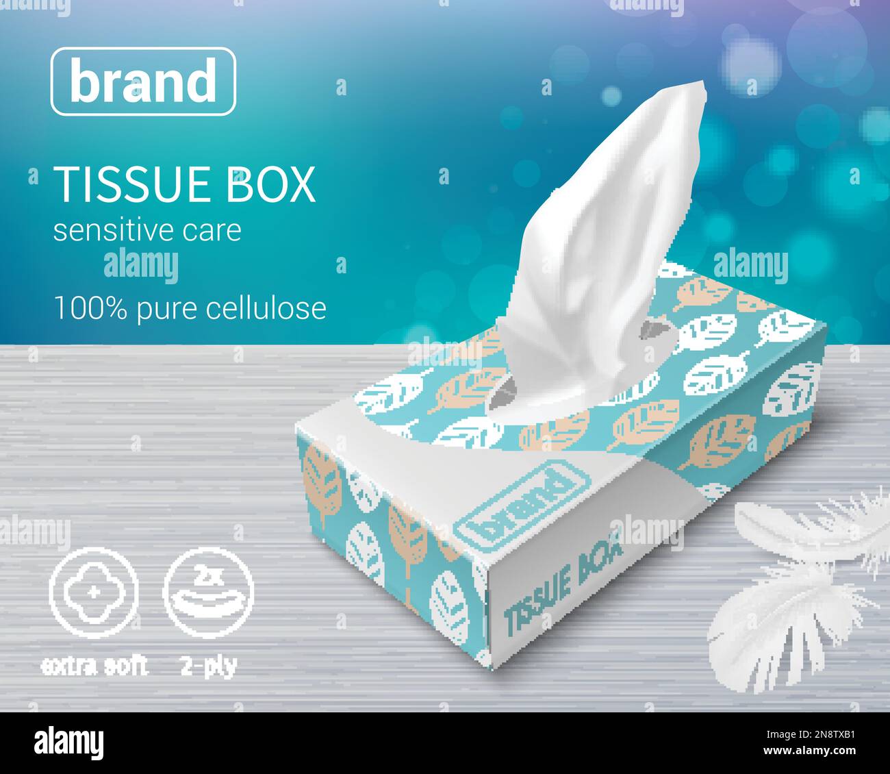 Paper tissue package realistic mockup with branding template vector ...
