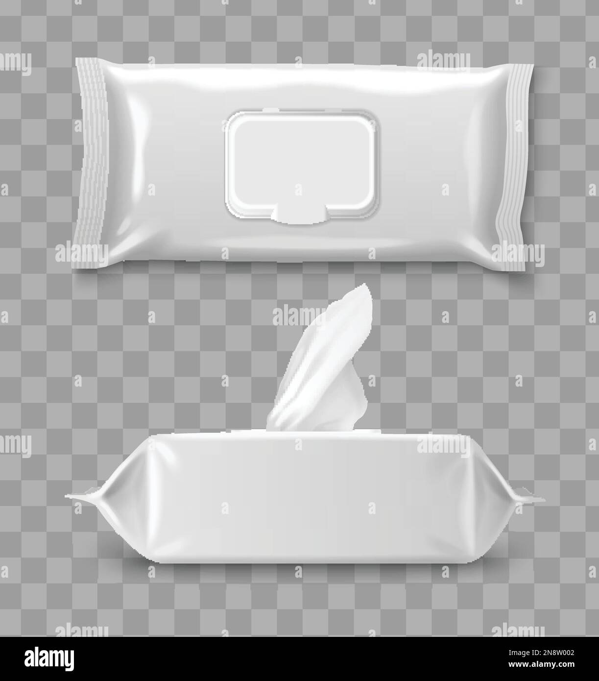 Wet tissues realistic packaging mockup set on transparent background ...