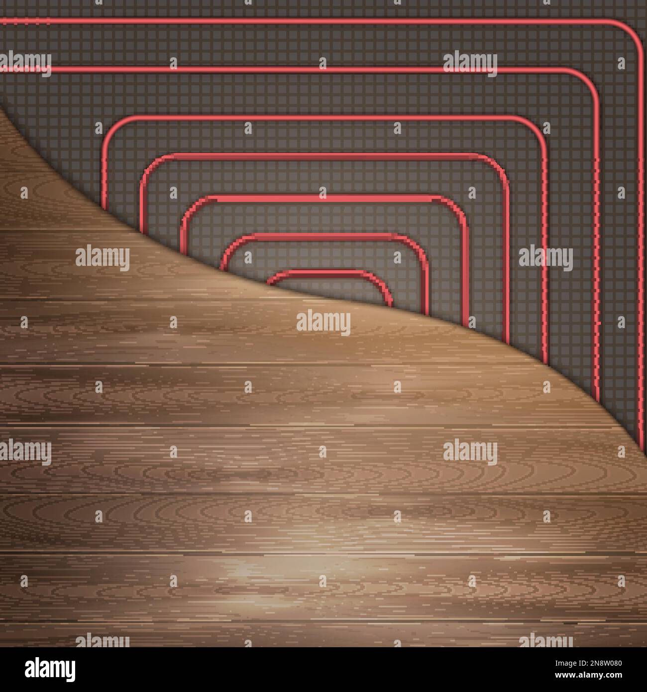Hot floor heating realistic background with redecoration symbols vector ...