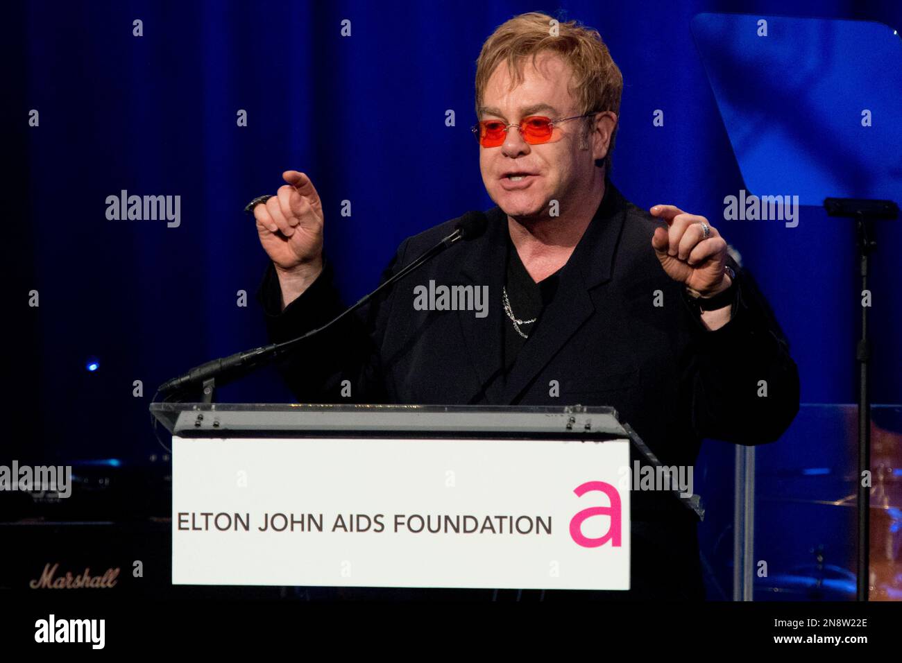 Elton John appears on stage at Elton John's AIDS Foundation's 11th ...