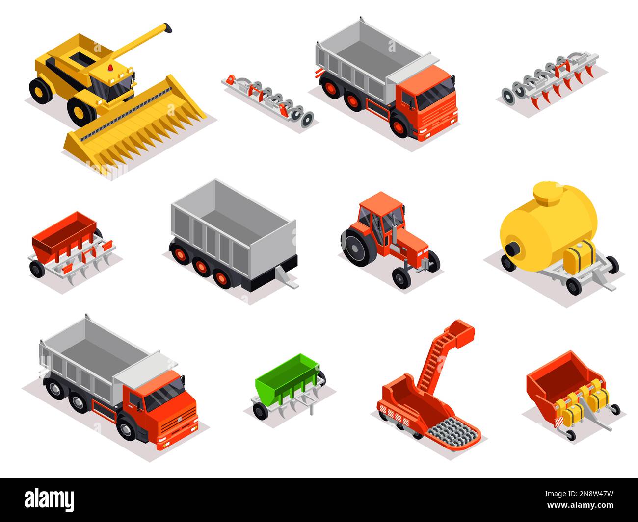 Agrarian technics machines isomeric set with isolated parts of combine ...