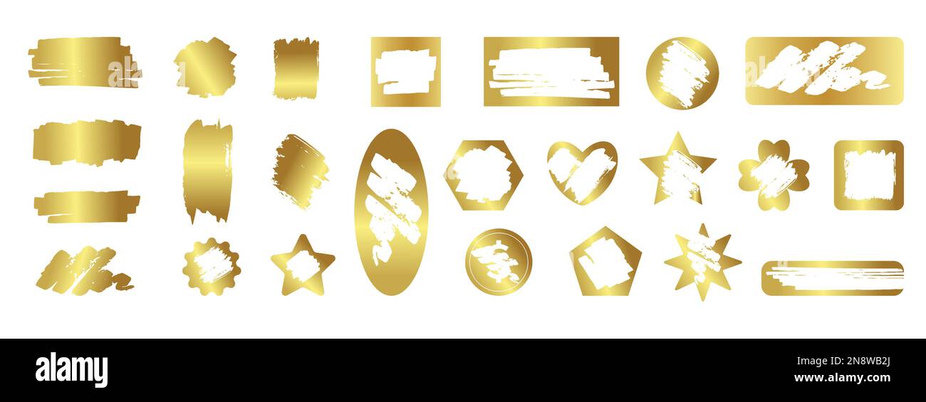 Realistic set of shiny golden blots and scratch card effects grunge ...