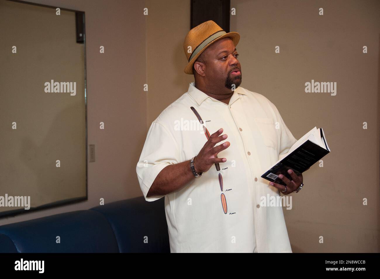 Mark Christopher Lawrence rehearses backstage at WordTheatre presents ...