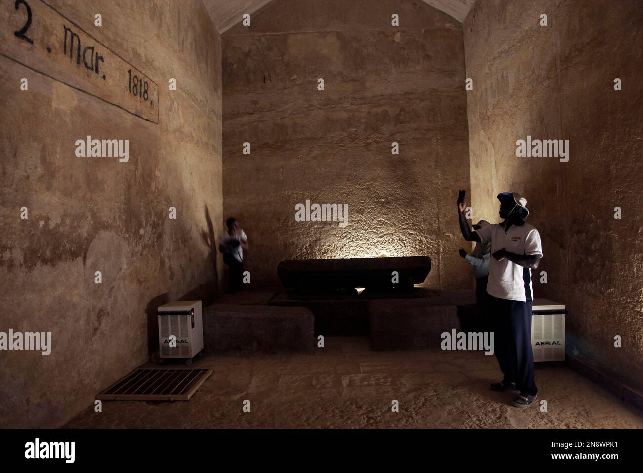 Tourists visit the inside of the Khafre pyramid at historical site of ...