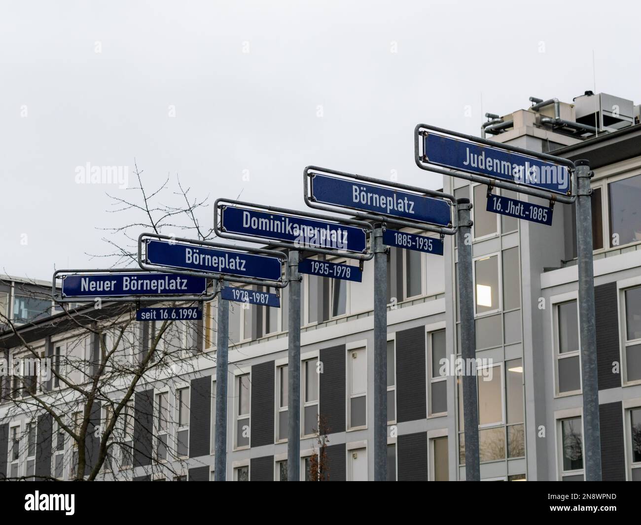 Neuer Börneplatz memorial place in the city. The different historical ...