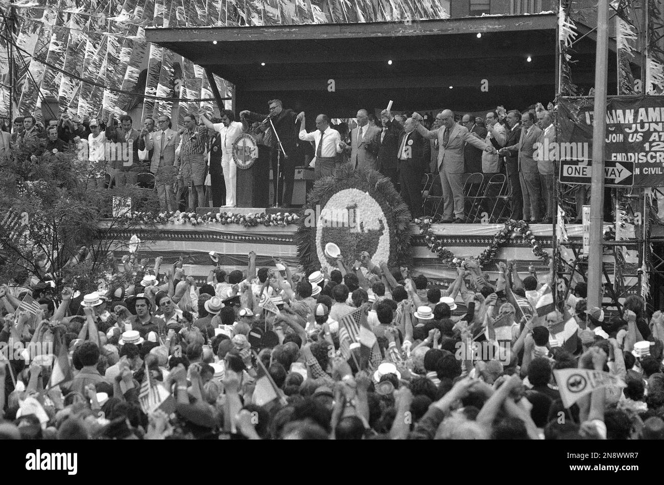 Crowd attending the Italian-American Unity Day rally in New York on ...