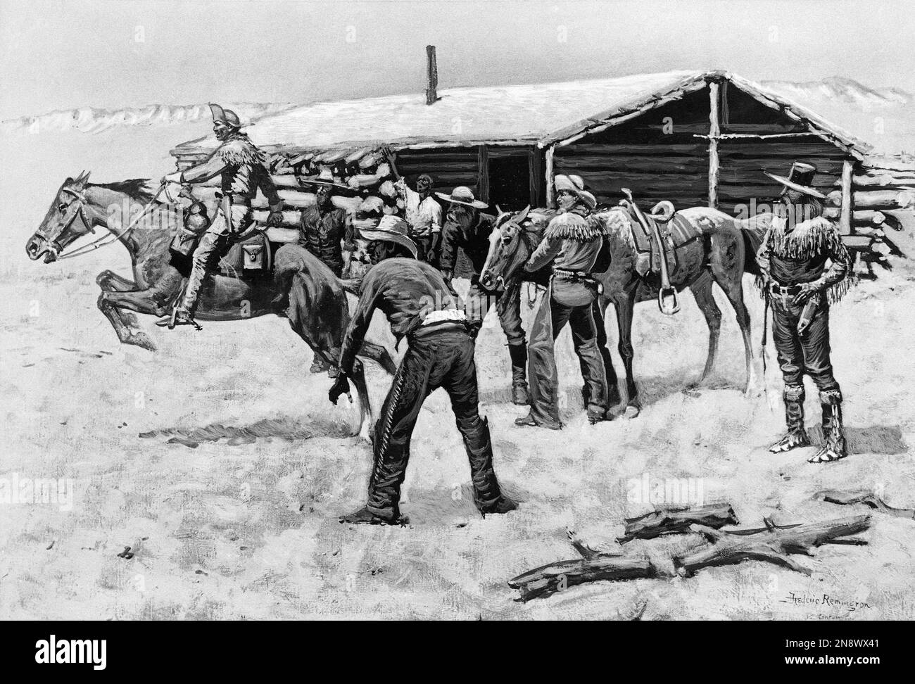 This famous painting of the relay of mail at a Pony Express station ...