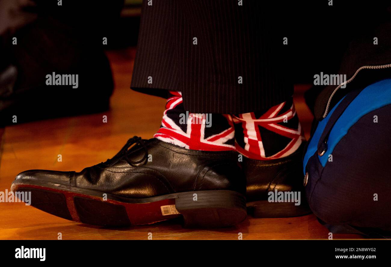 The socks of a conference delegate at Britain's Conservative Party ...