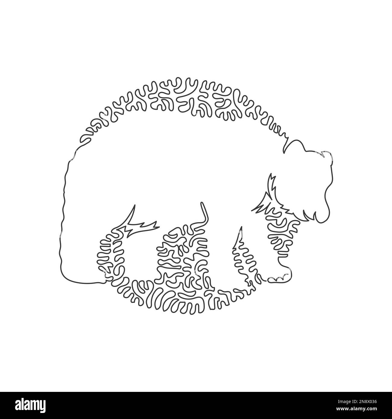 Continuous curve one line drawing of walking bear abstract art. Single ...