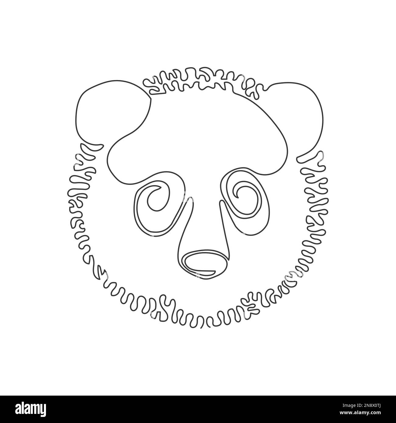 Continuous Curve Line Drawing Of Beautiful Panda Abstract Art Single Line Editable Vector