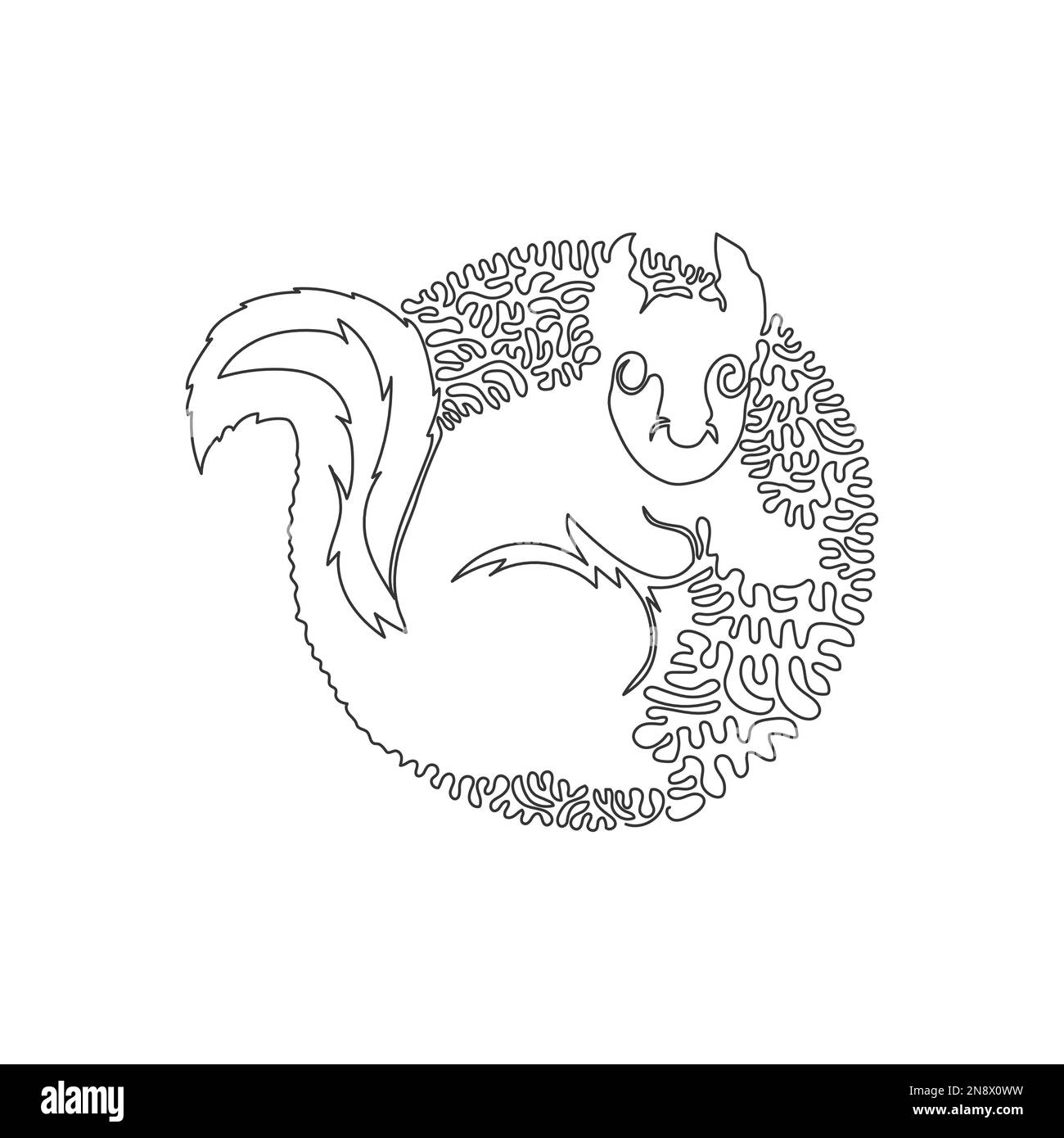 Continuous one line drawing of a cute squirrel. Single line editable ...