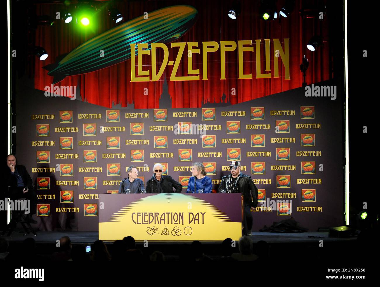 Led Zeppelin, from left, bassist/keyboardist John Paul Jones, guitarist ...