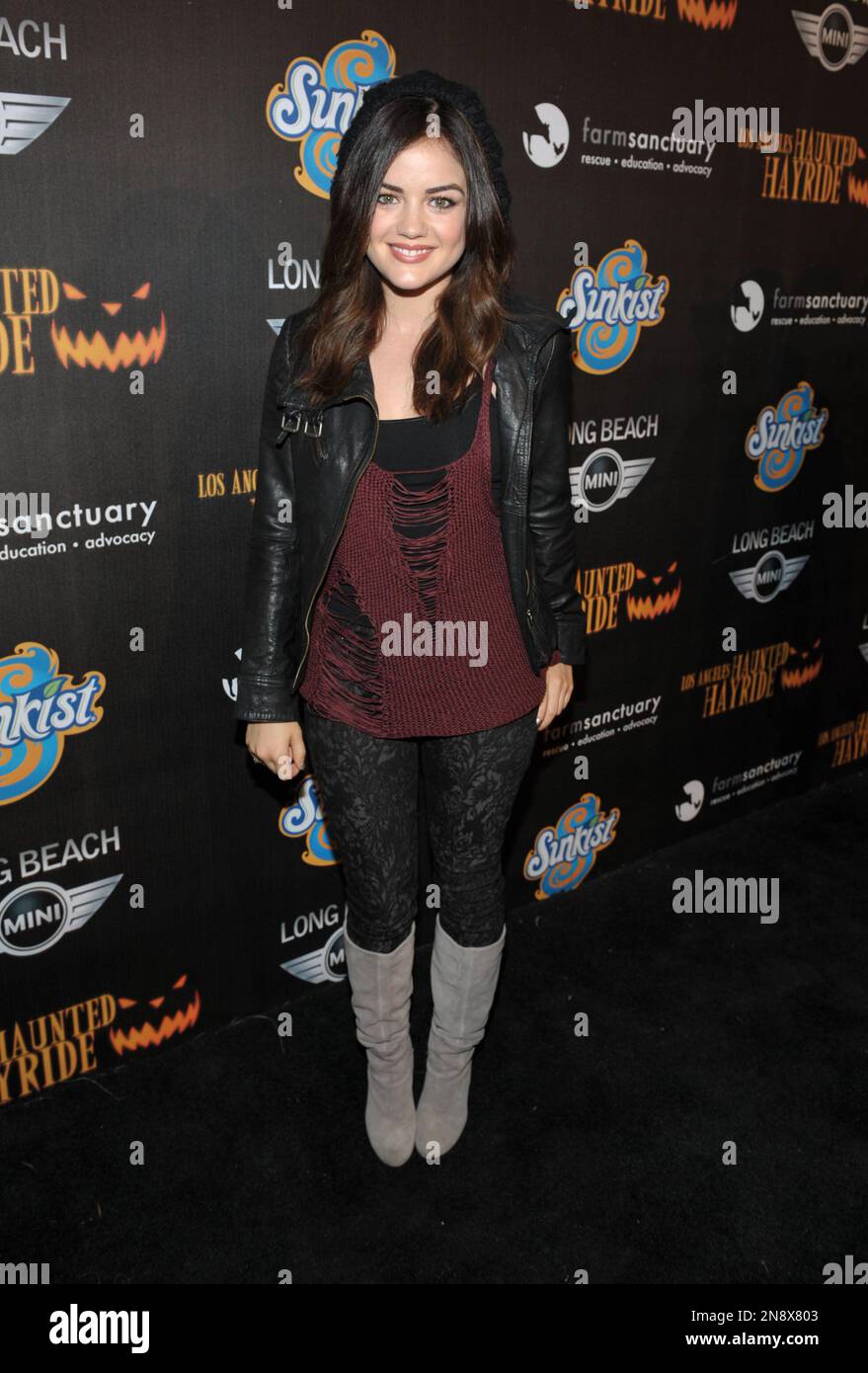 Actress Lucy Hale attends the 4th Annual Los Angeles Haunted Hayride ...
