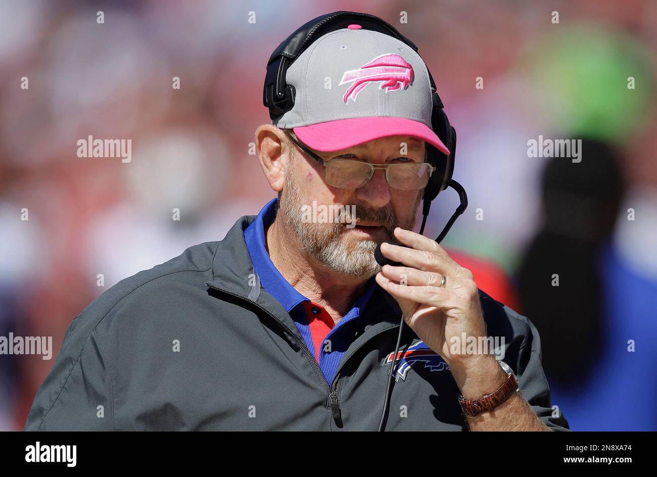 Buffalo Bills head coach Chan Gailey walks on the sideline during the ...