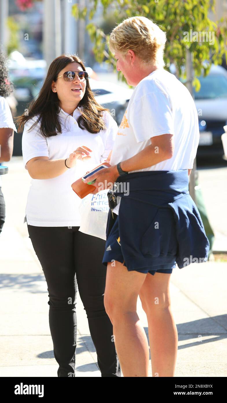 Jennifer Solomon hands out free gifts as she touts the Fluzone ...