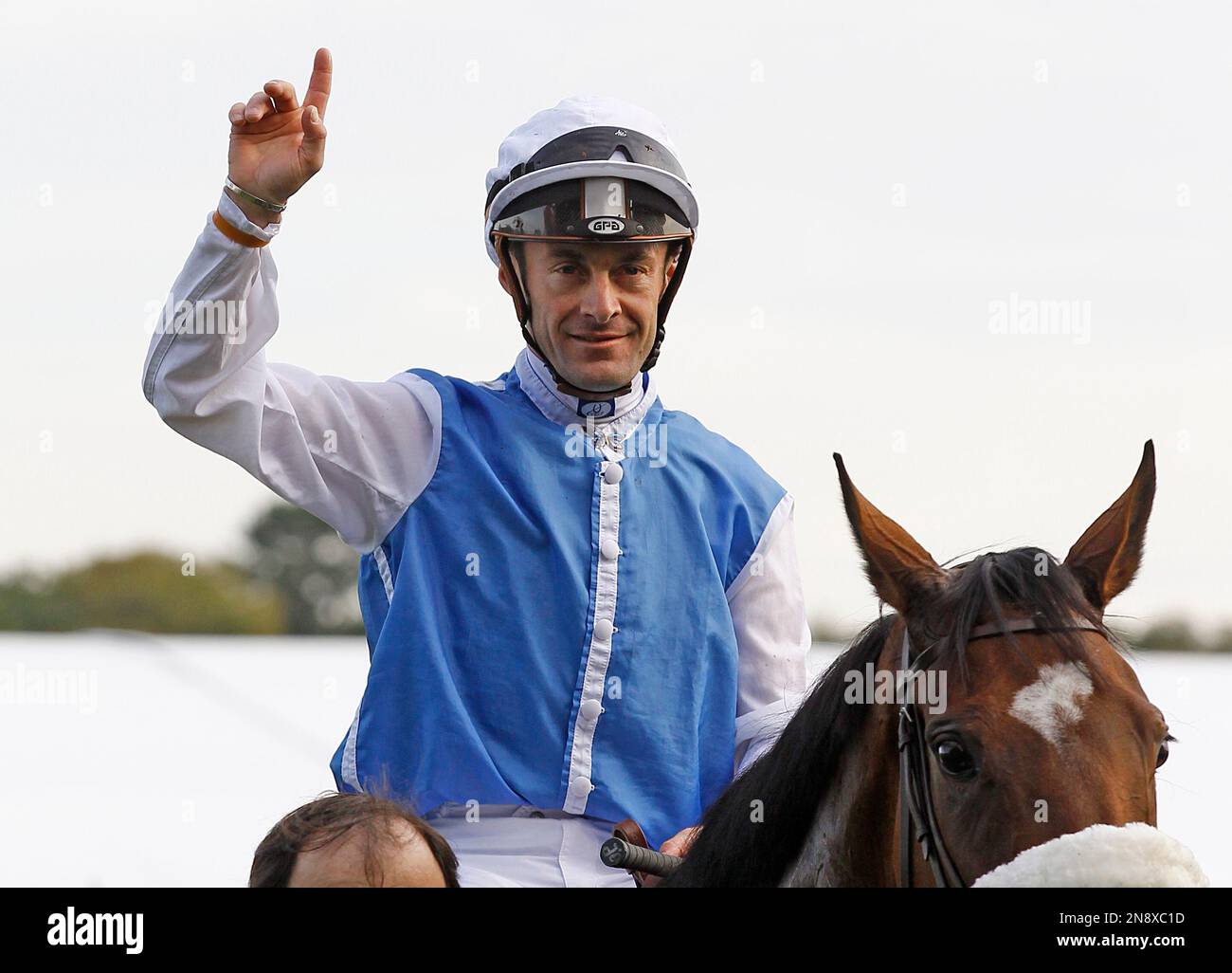 French jockey Olivier Peslier riding Solemia reacts after winning the ...