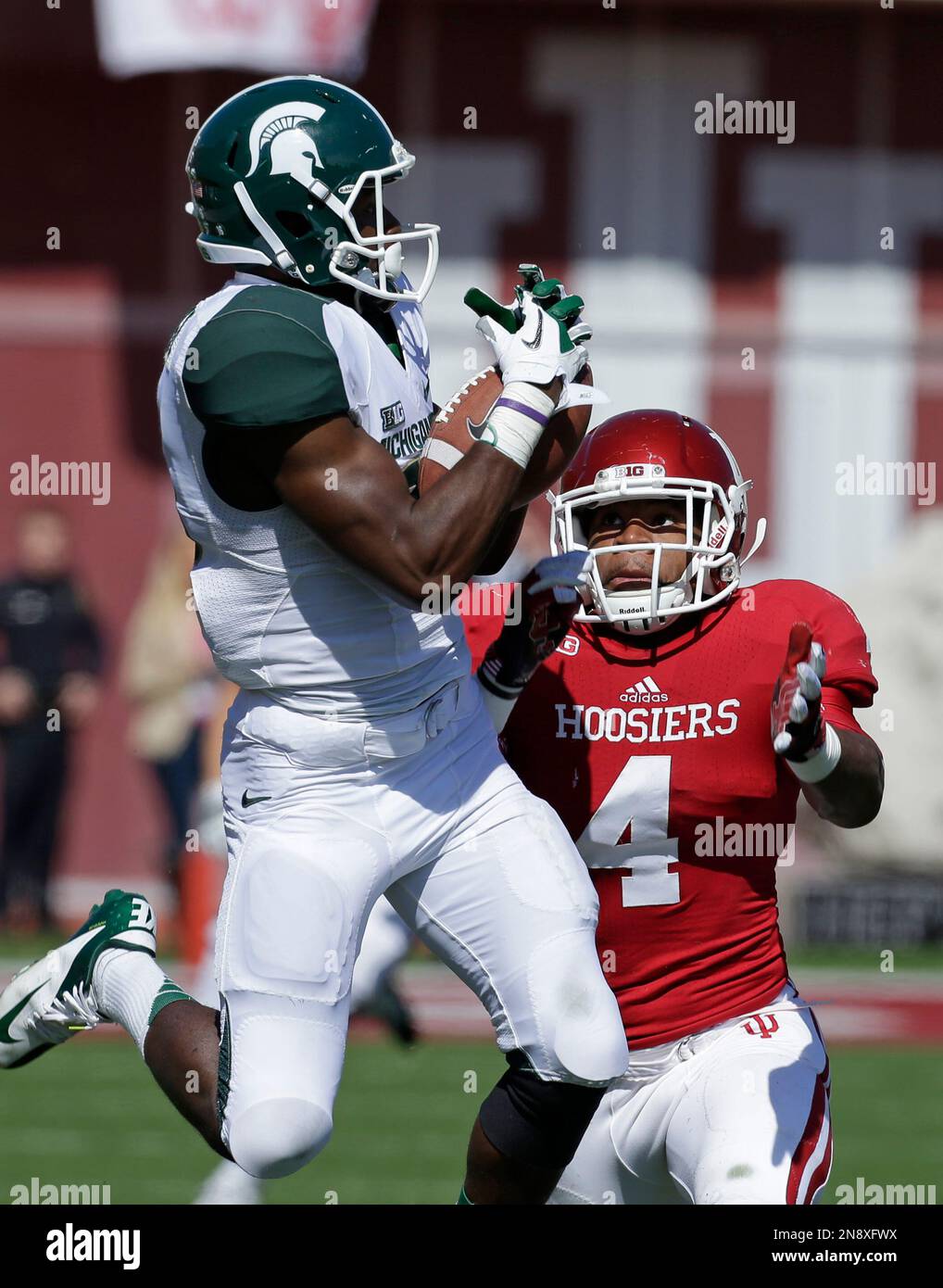 Michigan State wide receiver Aaron Burbridge (16) makes a reception ...