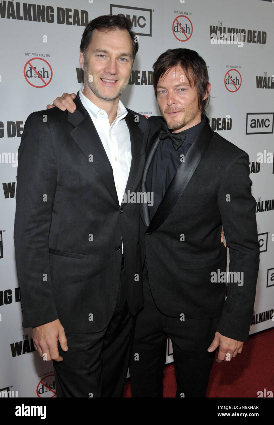 David Morrissey, left, and Norman Reedus attend the premiere of "The ...