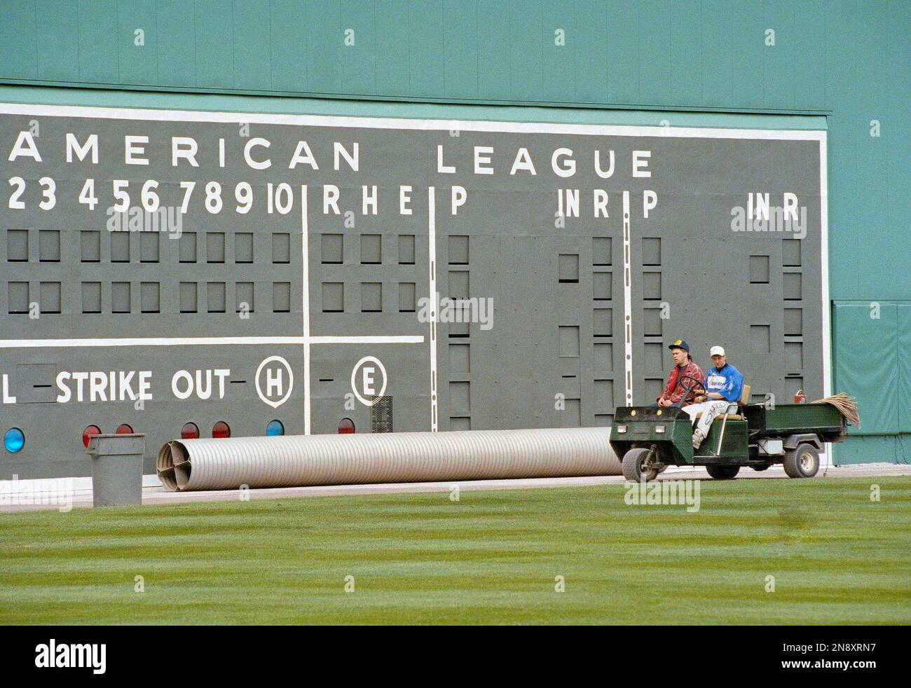 Morse code is used on the scoreboard on April 15, 1991 at Boston's ...