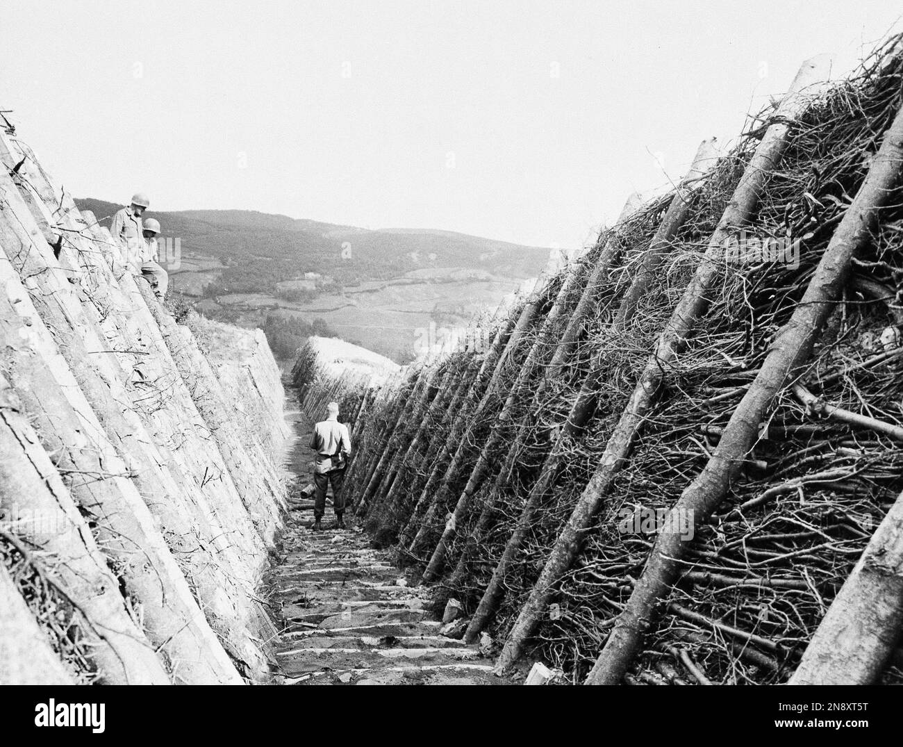 An Anti Tank ditch cuts into the lovely countryside South of Futa Pass ...
