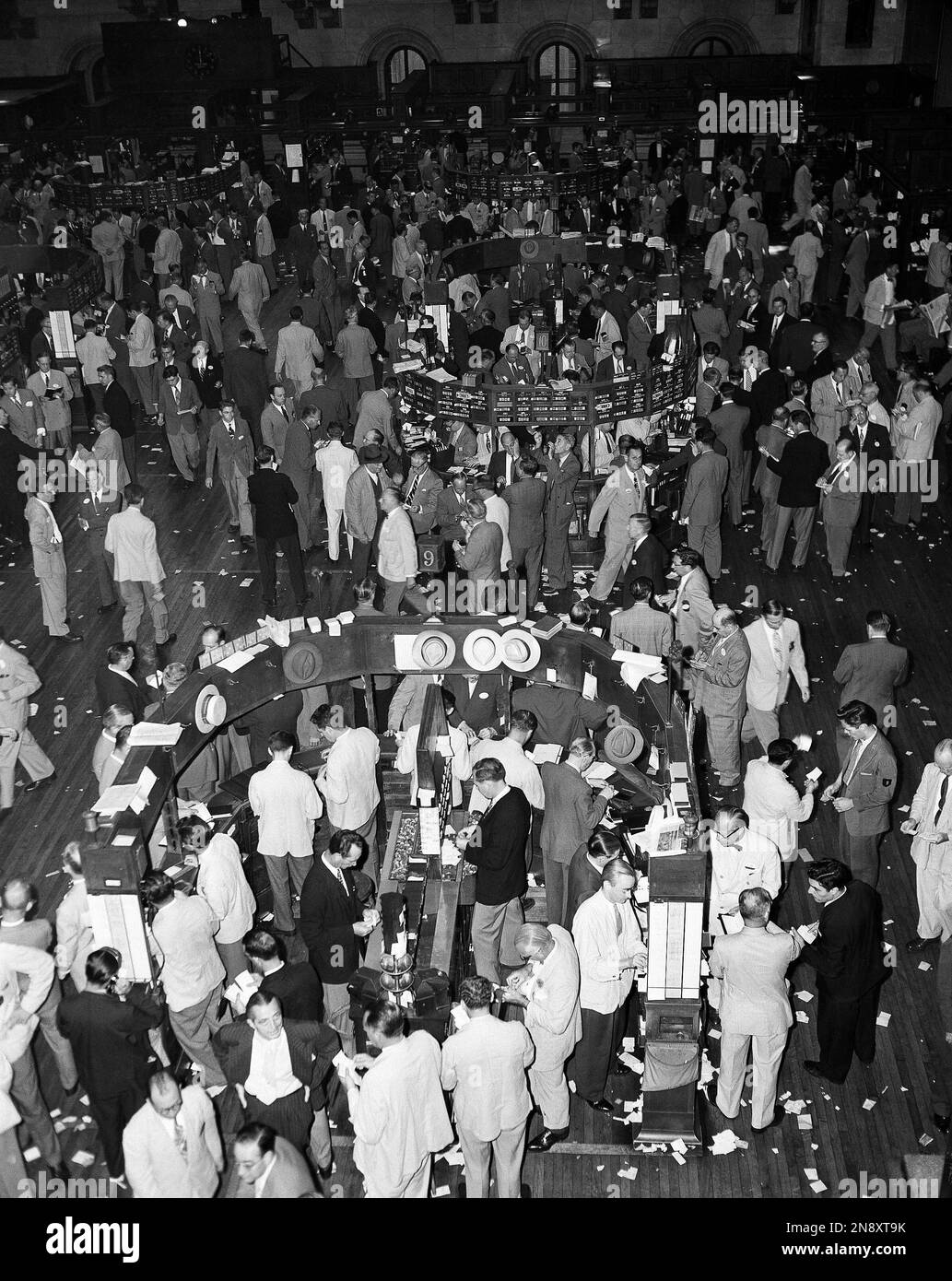 This is the scene on the floor of the Stock Exchange in New York City ...