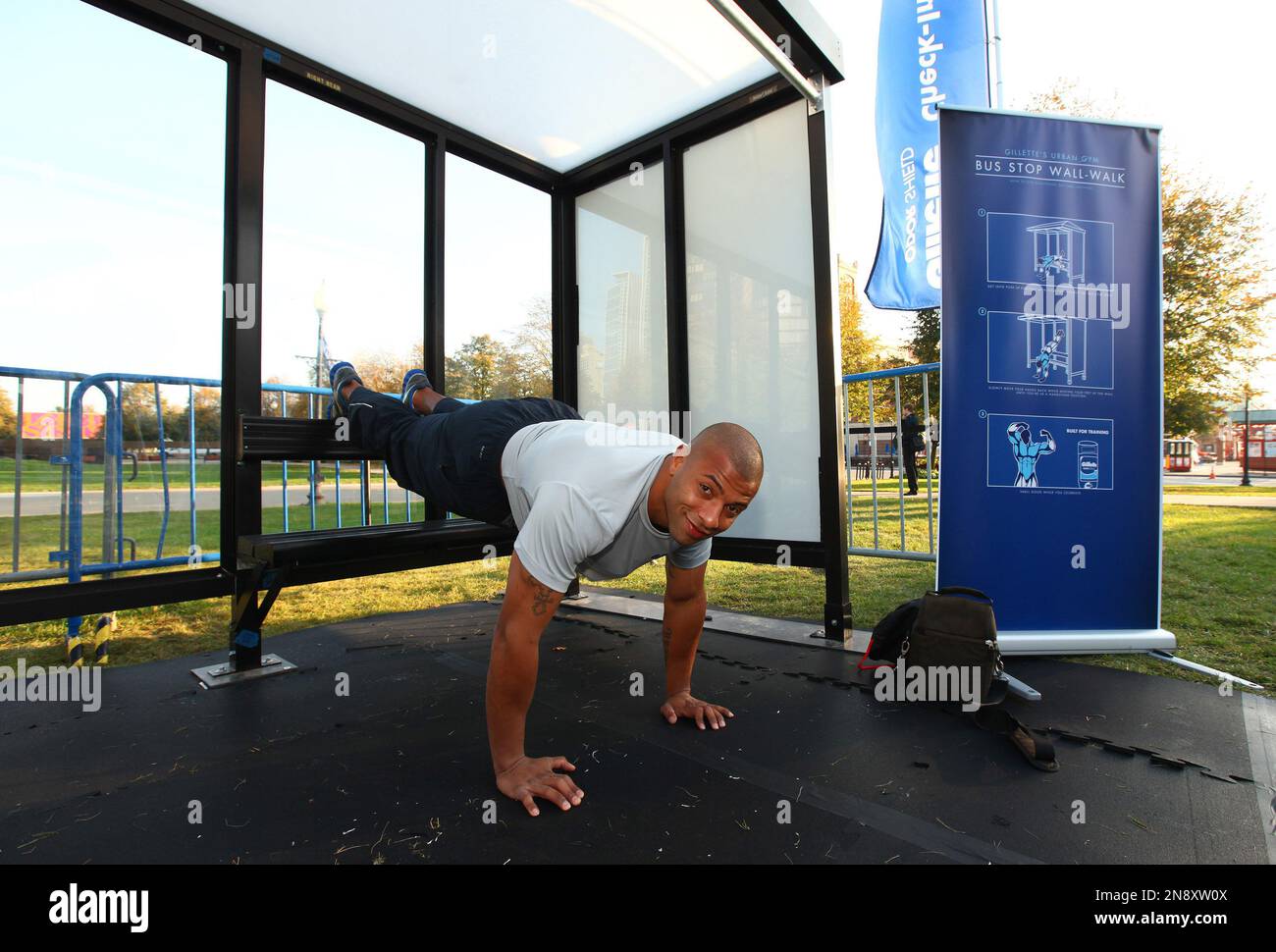 Training pro EJ Barthel at the "My City is My Gym" at Navy Pier on ...
