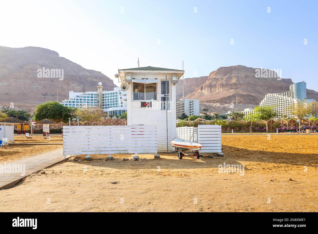 View of lifeguard house on sea beach Stock Photo - Alamy