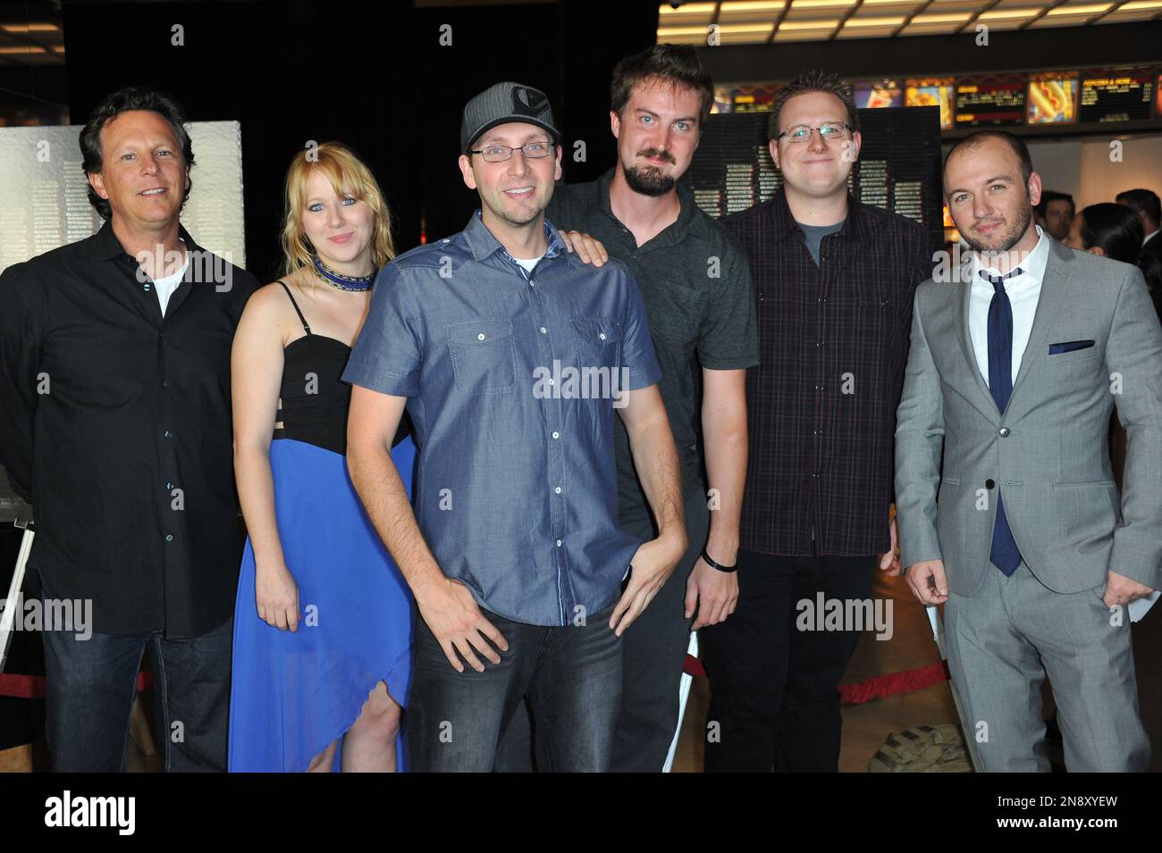 From left, Gary Binkow, Roxanne Benjamin, Brad Miska, Adam Wingard, and ...