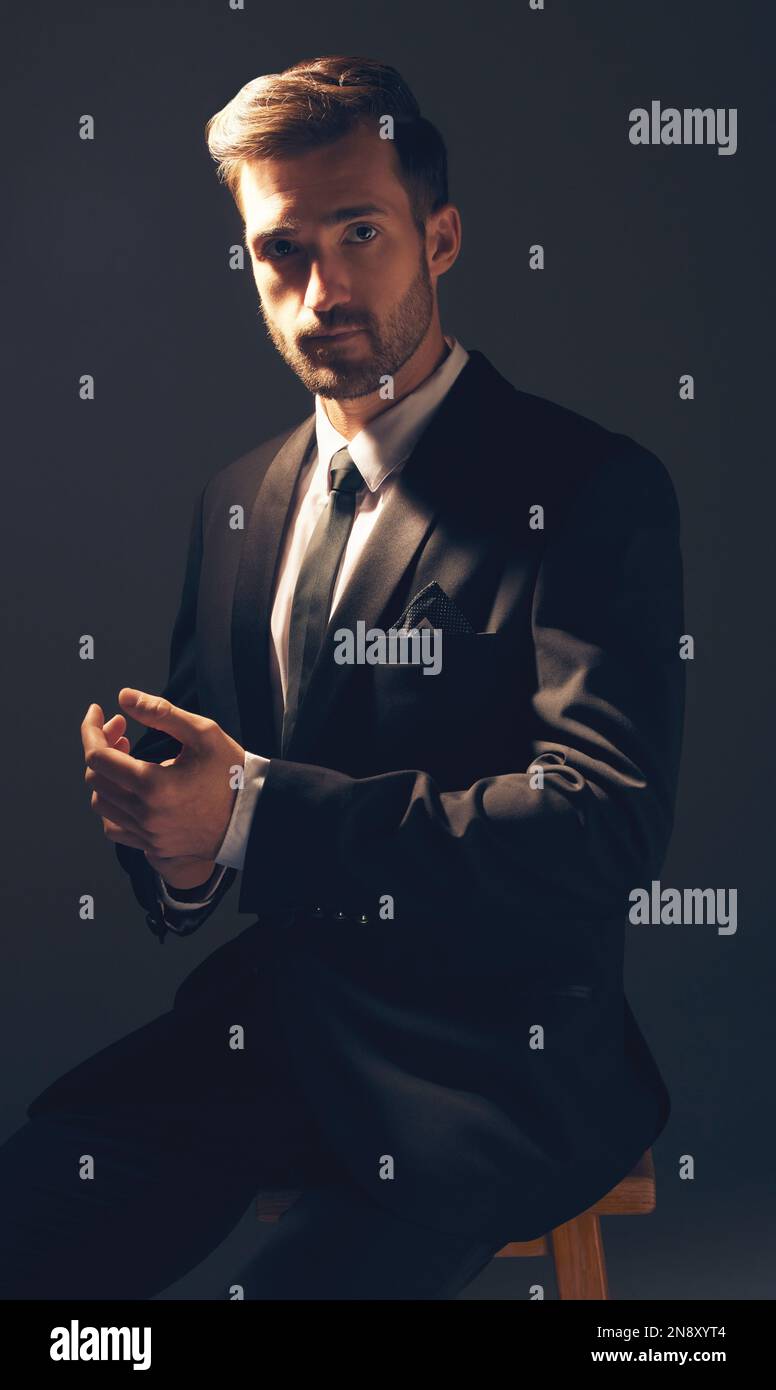Gentleman, fashion and portrait of a man in suit with style for ...