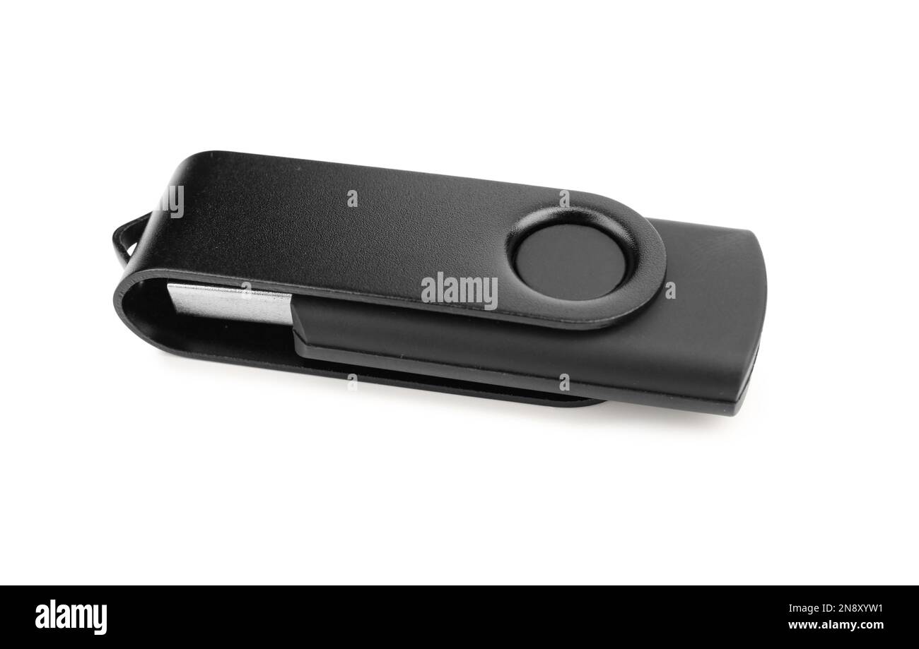 Black USB flash drive on white background Stock Photo - Alamy