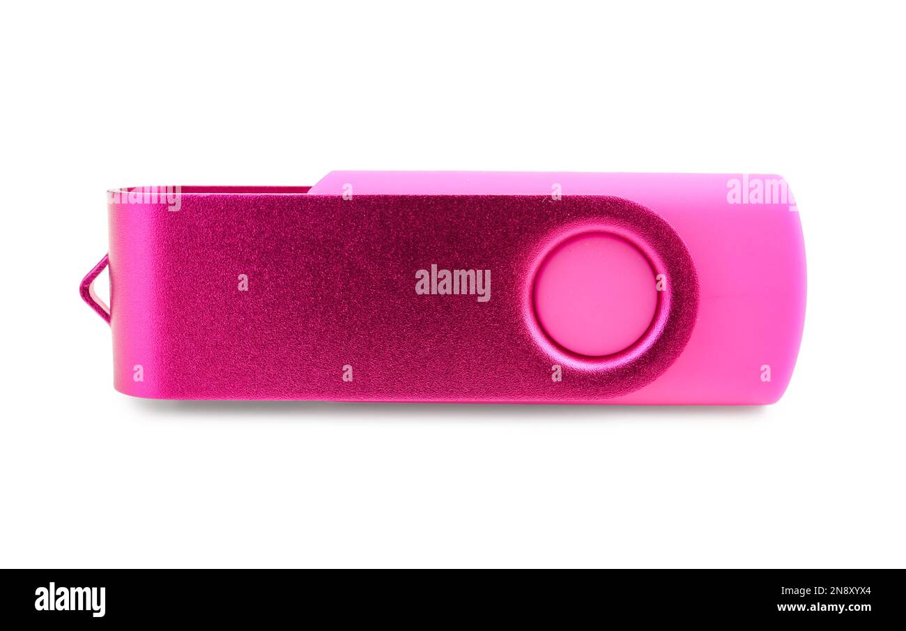 Pink USB flash drive on white background Stock Photo - Alamy