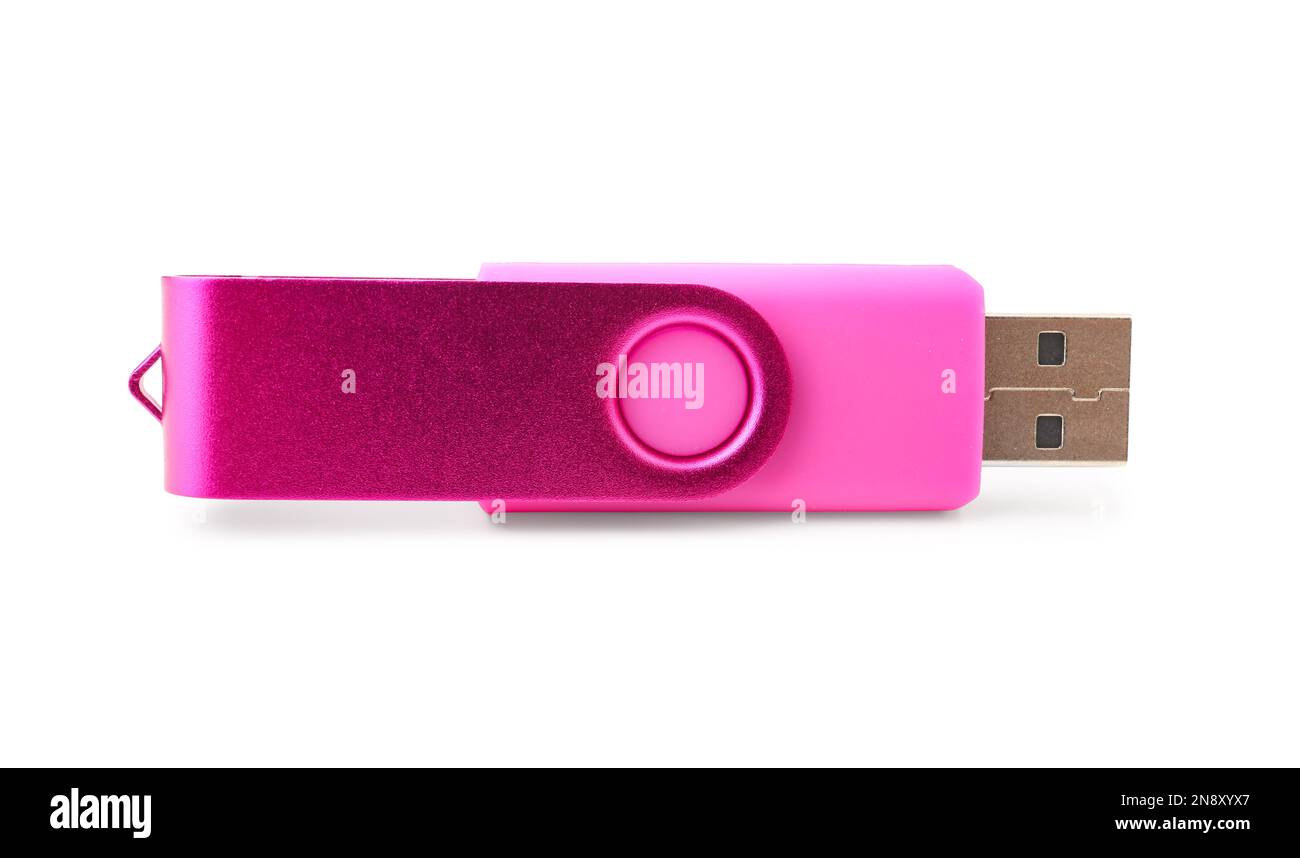 Pink USB flash drive on white background Stock Photo - Alamy