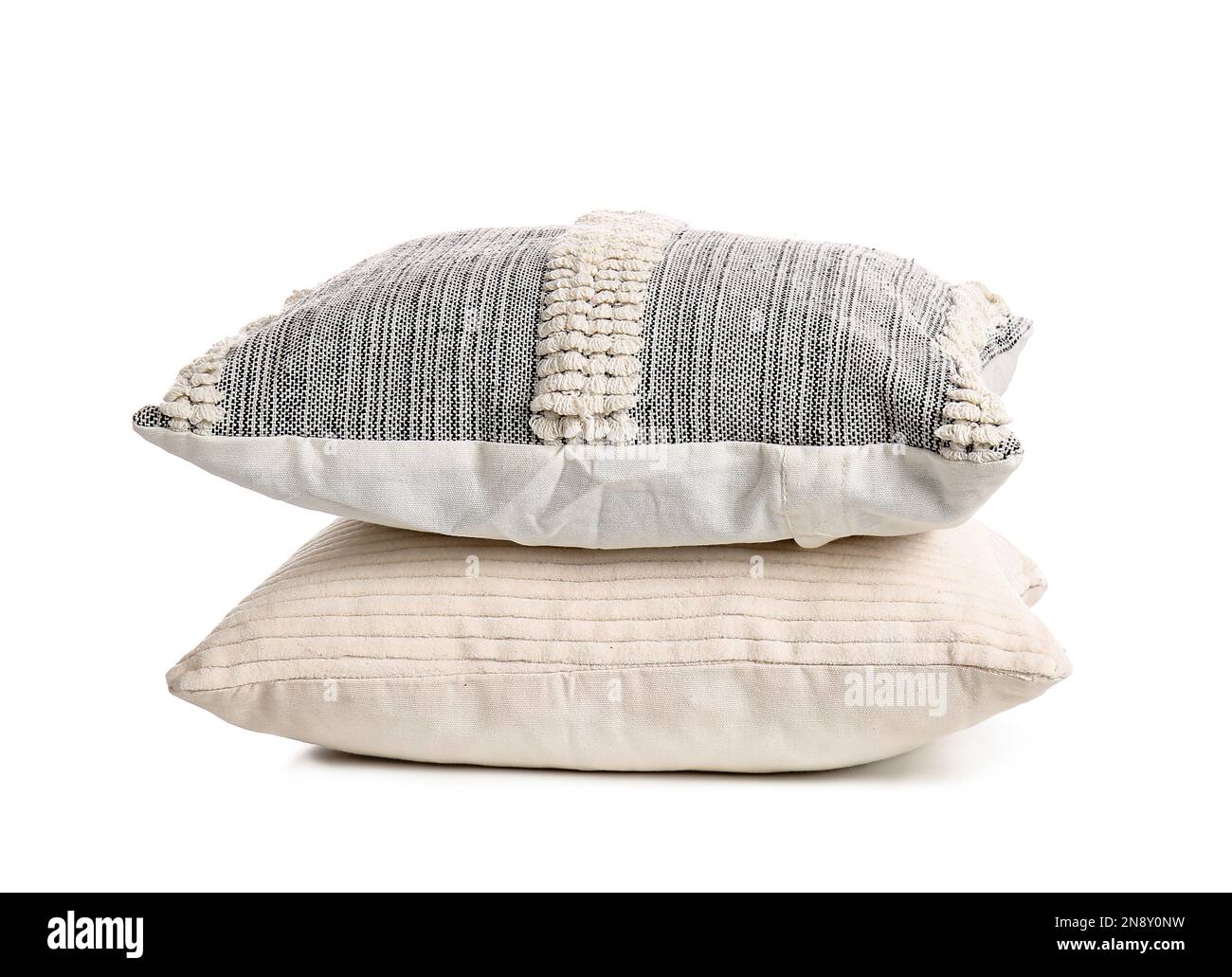 Two soft pillows on white background Stock Photo - Alamy