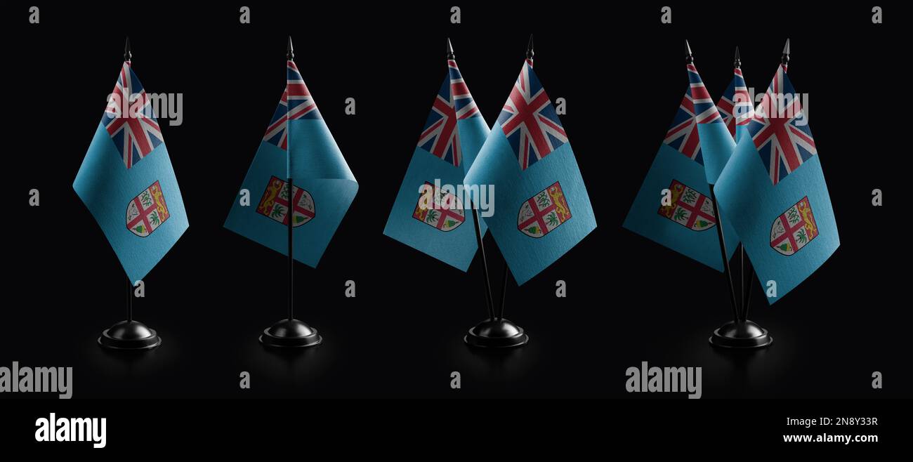 Small national flags of the Fiji on a black background Stock Photo - Alamy
