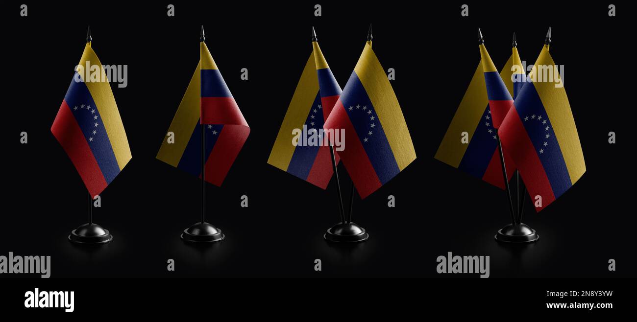 Small national flags of the Venezuela on a black background Stock Photo ...